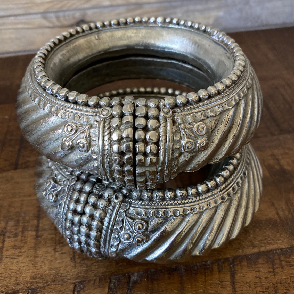 Antique African Tribal Silver Bangle Pair: Chunky Ribbed Anklets - Etsy