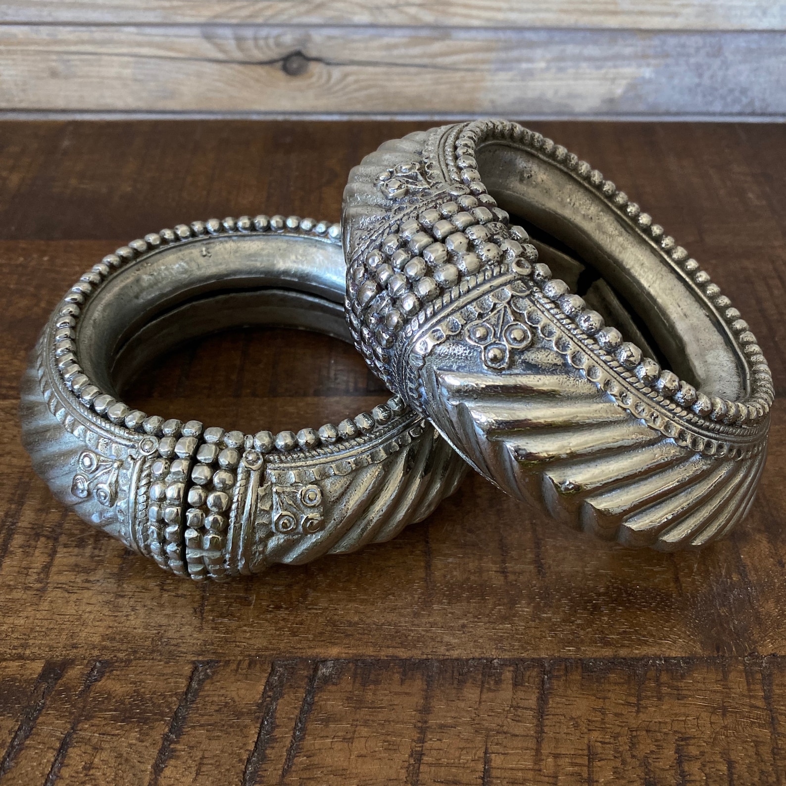 Antique African Tribal Silver Bangle Pair: Chunky Ribbed Anklets - Etsy
