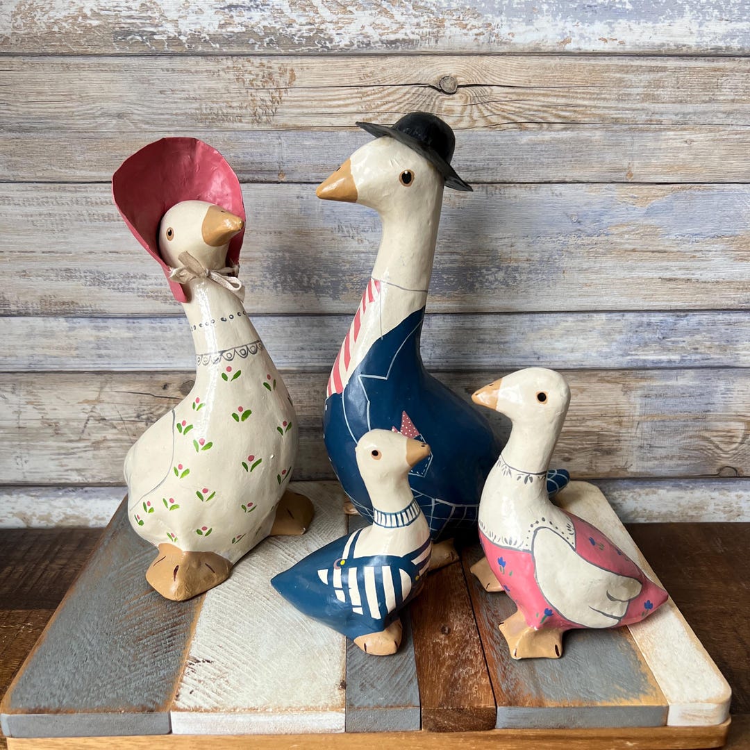 Antique Victorian Papier Mache Duck Family Handpainted Pastel Children ...