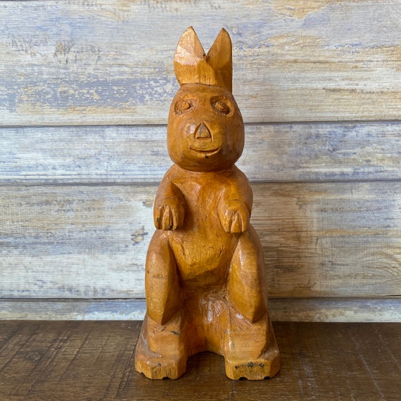 Vintage Hand Carved Naive Folk Art Primitive Wooden Rabbit - Etsy
