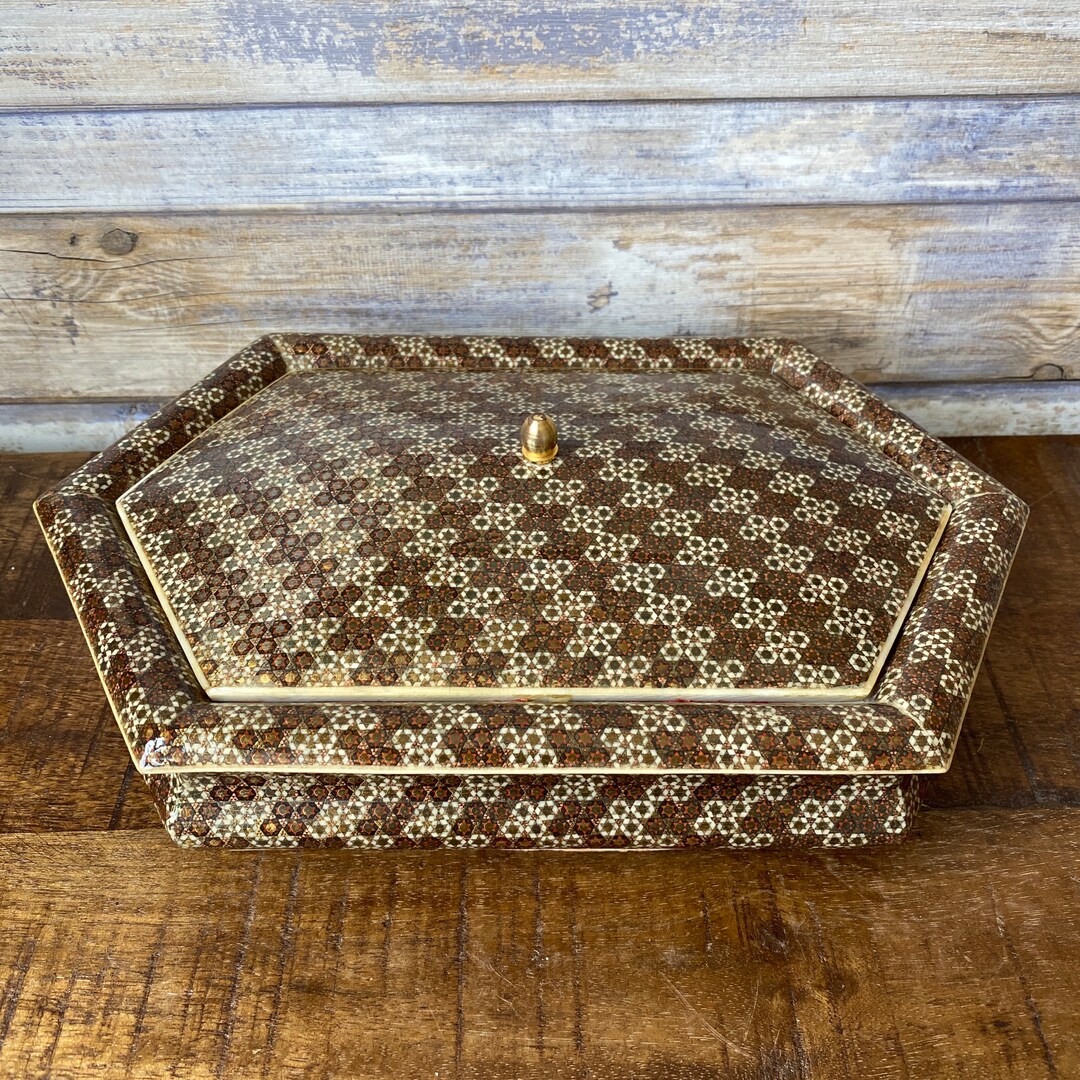 Antique Anglo Indian Micro Mosaic Octagonal Marquetry Sadeli Box ...