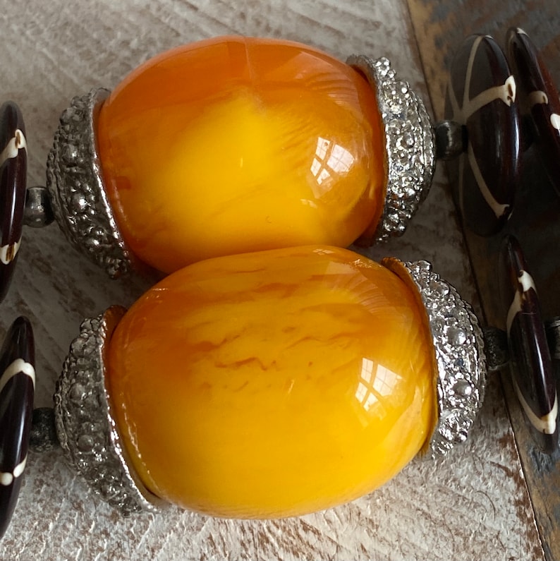 Chunky African Egg Yolk Amber Bakelite Beads Necklace | Etsy