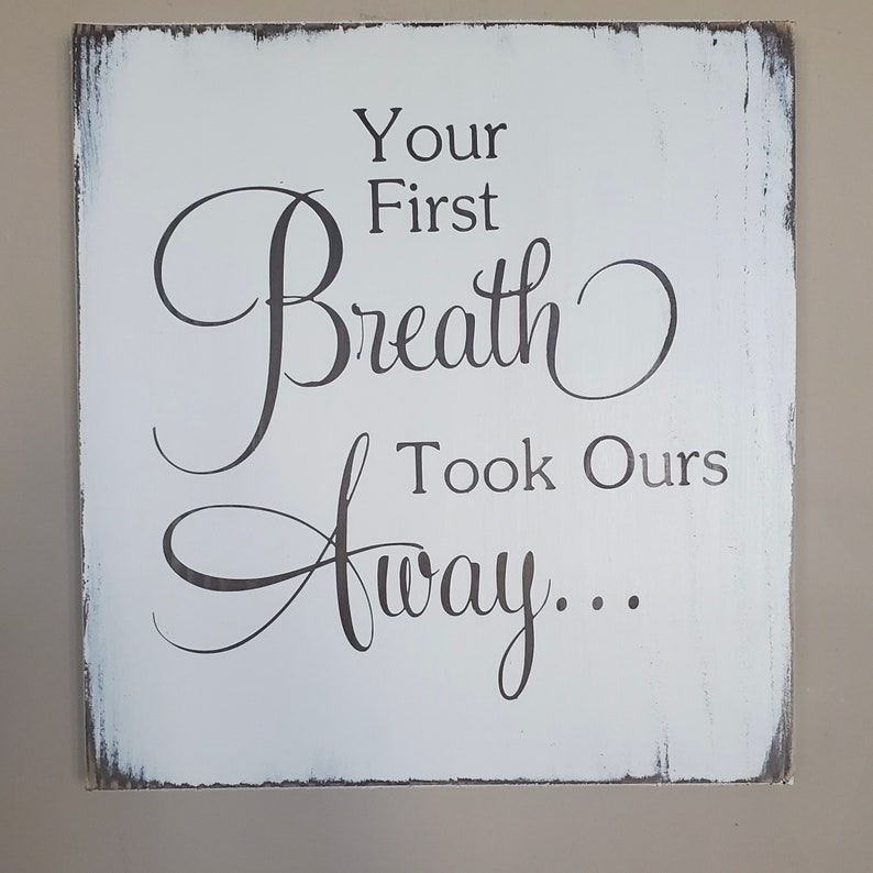 Your First Breath Wood Sign - Nursery Wall Art, Baby Shower Gift - Etsy