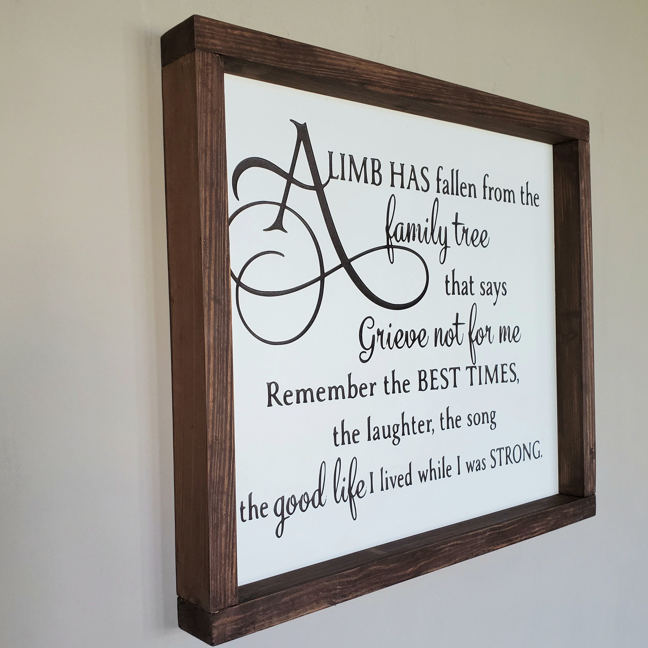 A Limb Has Fallen From Our Family Tree Plaque - Memorial Poem Wall ...