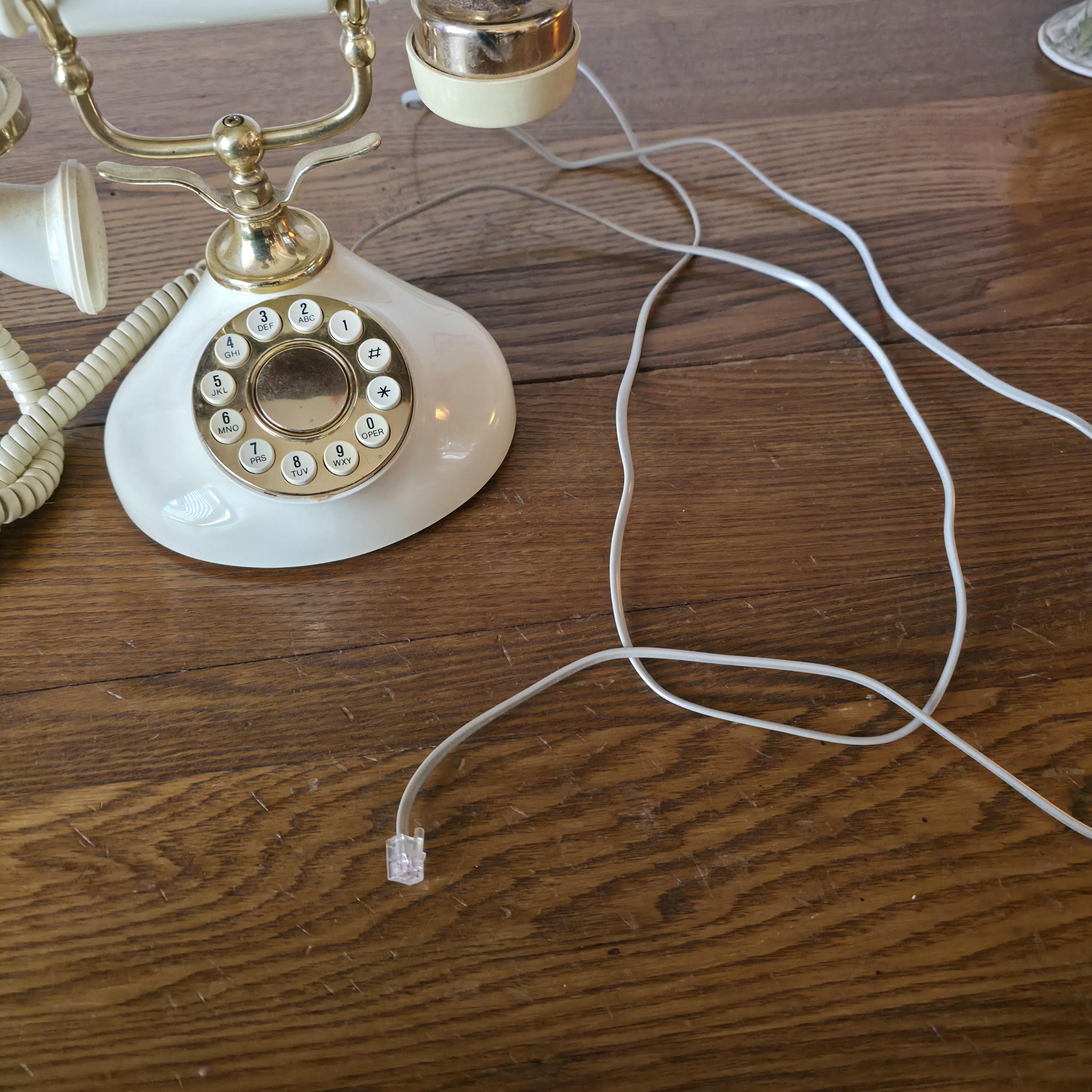 Vintage French Princess Phone, Cream & Brass Push Button Landline - Etsy