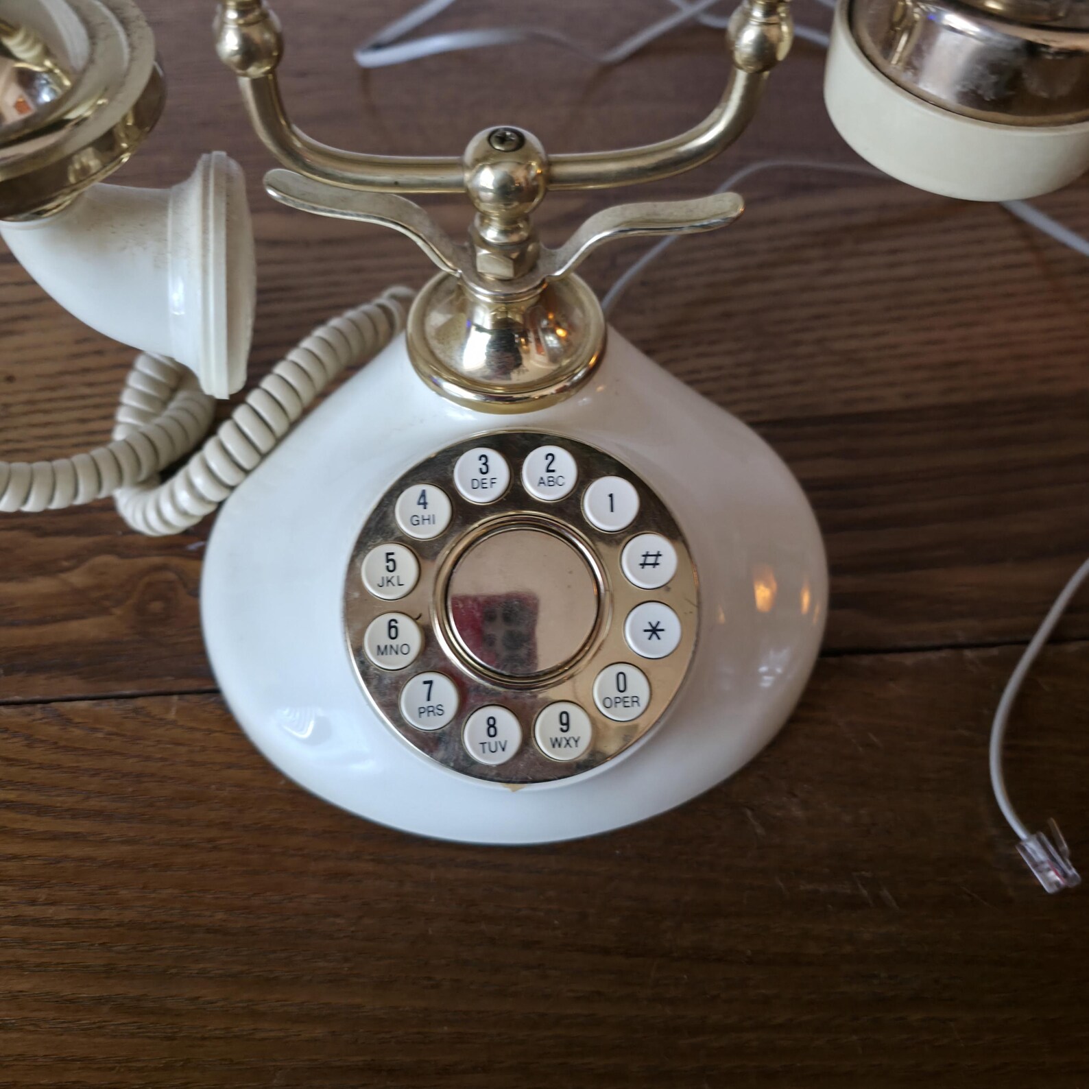 Vintage French Princess Phone, Cream & Brass Push Button Landline - Etsy