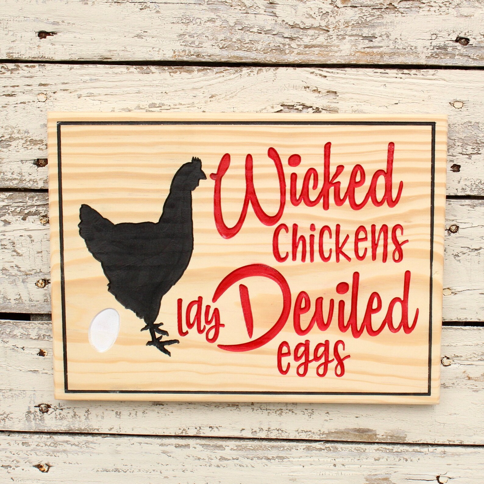 Wicked Chickens Lay Deviled Eggs Wall Art Funny Kitchen Sign | Etsy