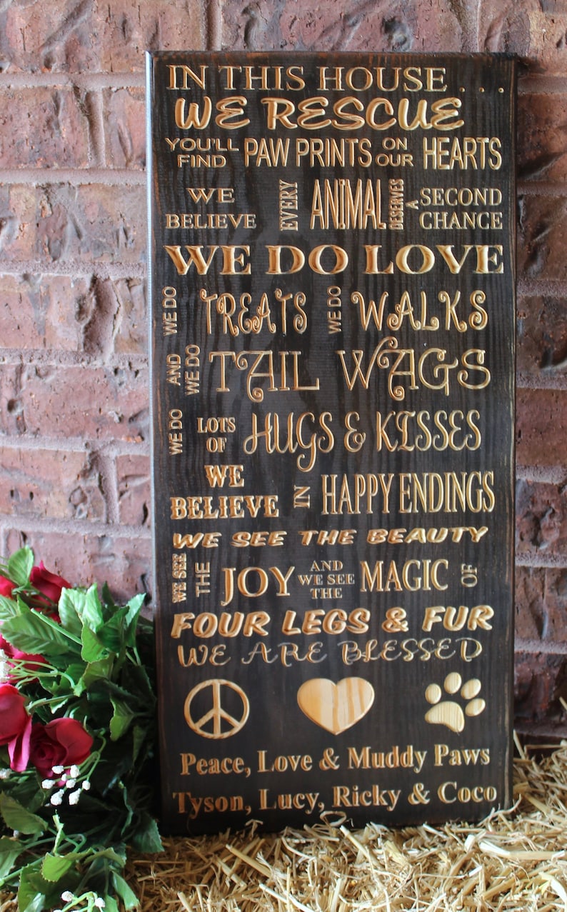 Dog Rescue in This House Carved Wood Signs Animal Rescue - Etsy