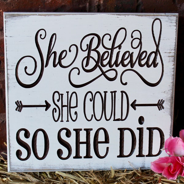She Believed She Could so She Did Wall Art - Etsy