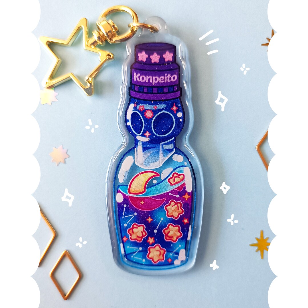 Konpeito Lemonade Keychain // Glittery Clear Acrylic Keychain - Etsy