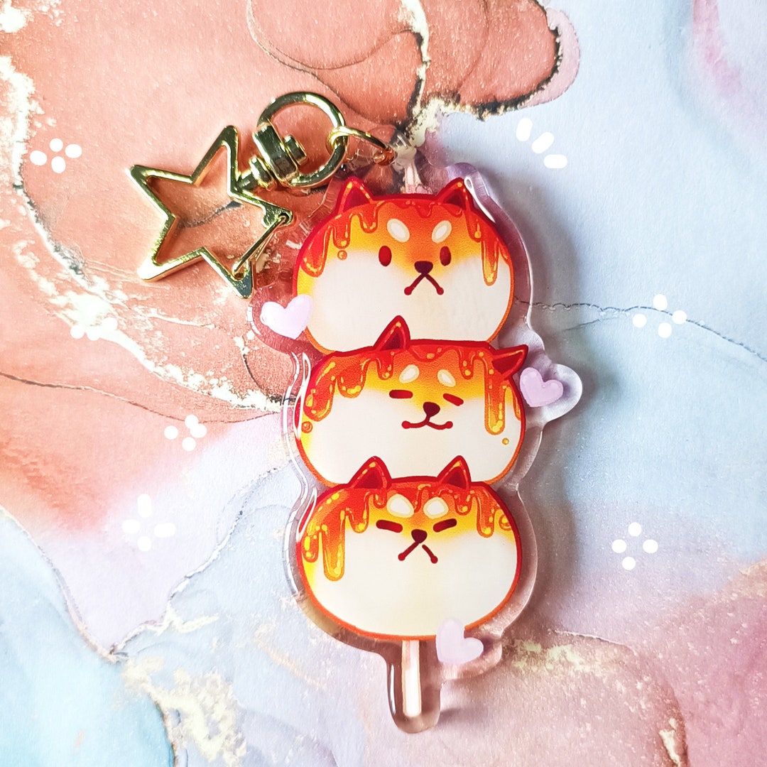 Shiba Dango Keychain Dog Skewer // Cute Animal Clear Acrylic Keychain ...