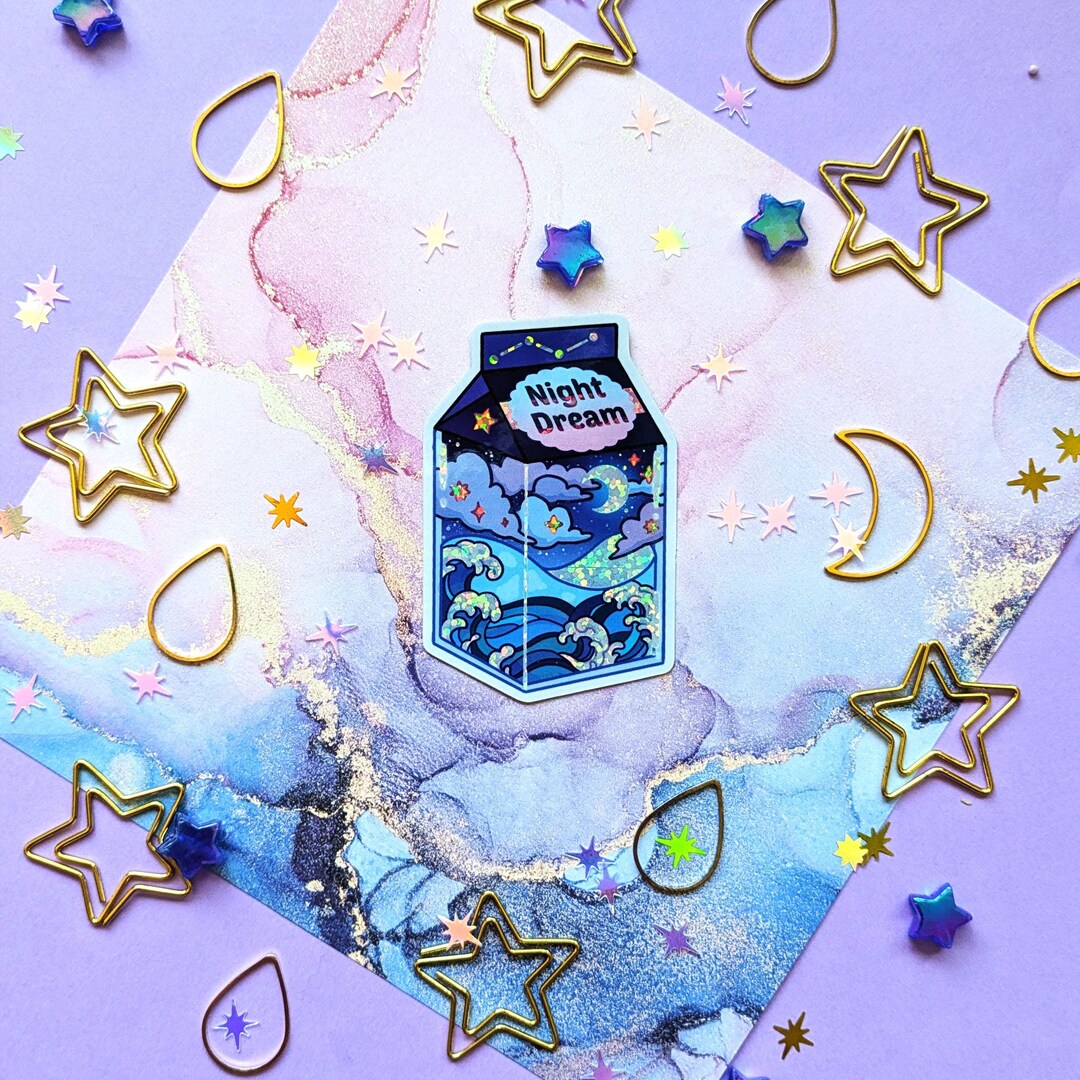 Night Dream Sticker // Shiny Glitter Vinyl Sticker - Etsy