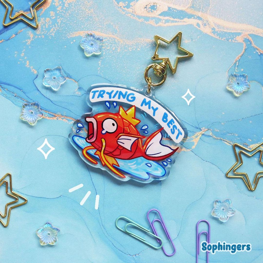 Magic Carp Keychain // Clear Acrylic Keychain - Etsy