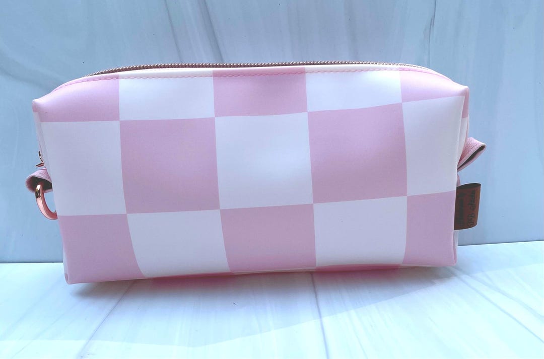 Pink White Checker Vinyl Pouch, Vinyl Pencil Case - Etsy