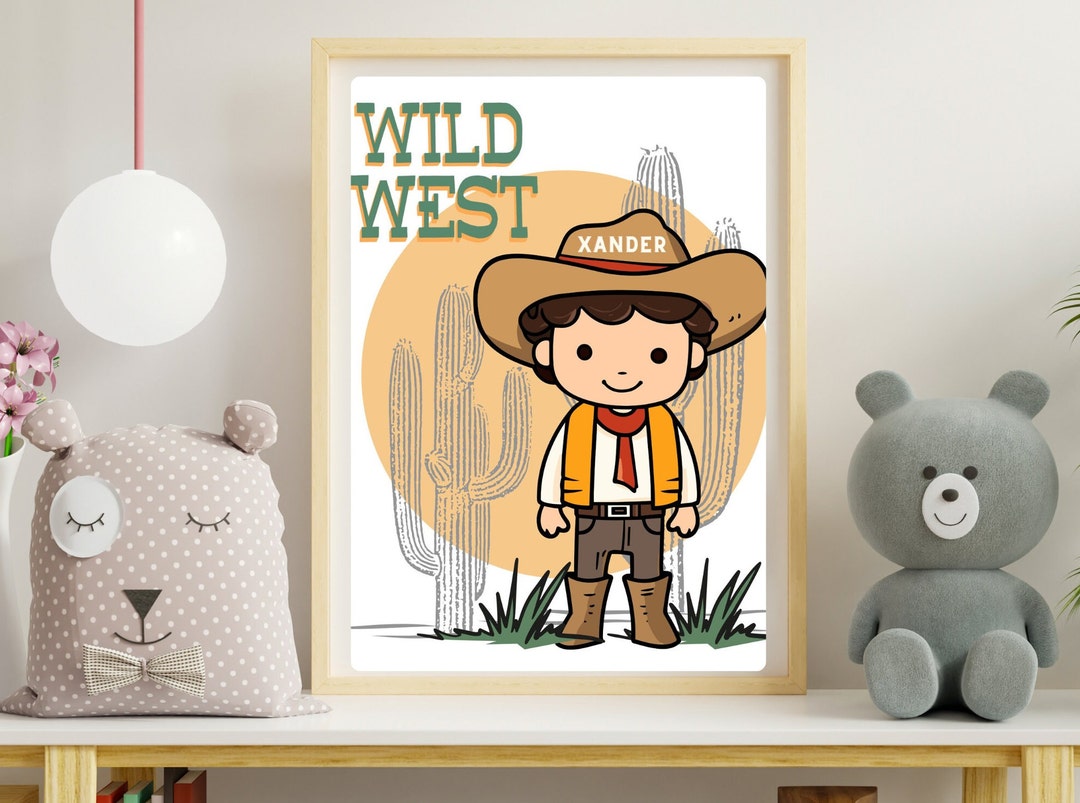 Western Boy Kid Cowboy Art. Cowboy Western Kids Wall Decor. Wild West ...