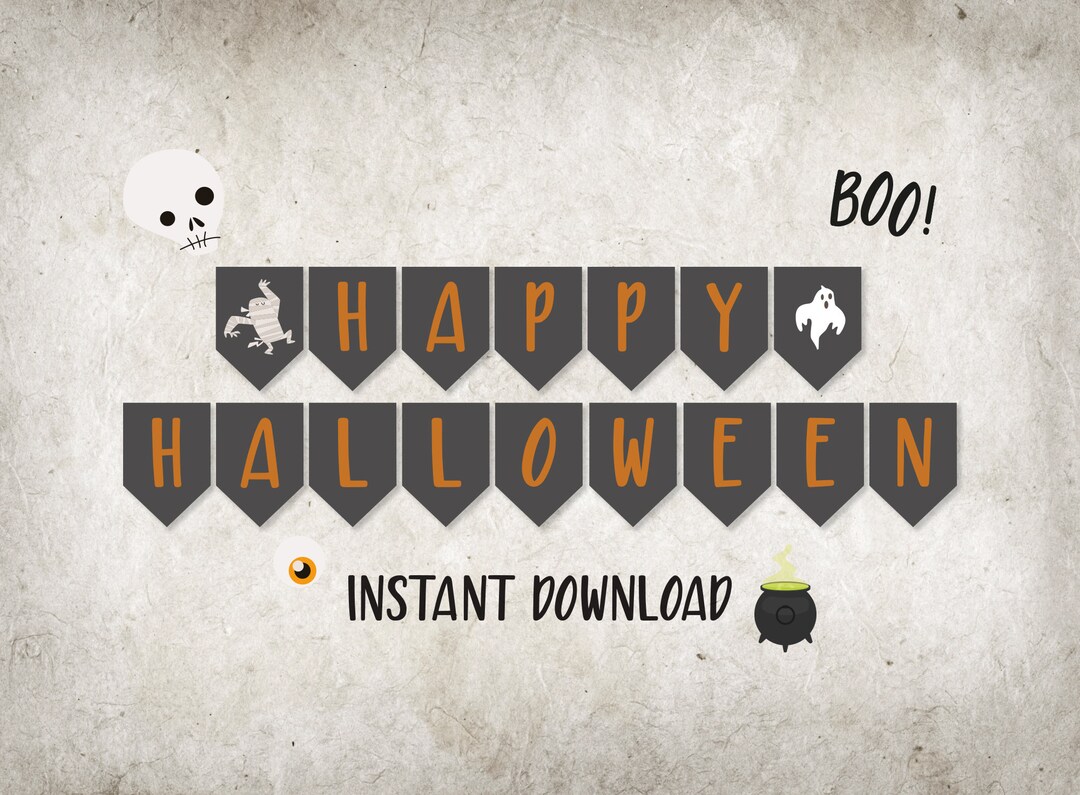 INSTANT DOWNLOAD | Printable Halloween Party Bunting Banner With Ghost ...