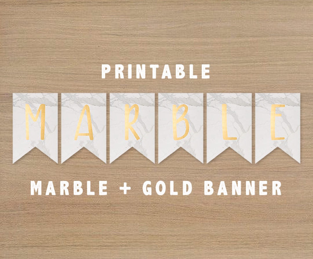 INSTANT DOWNLOAD | Printable Luxury Marble Gold Banner Bunting Flags - Etsy
