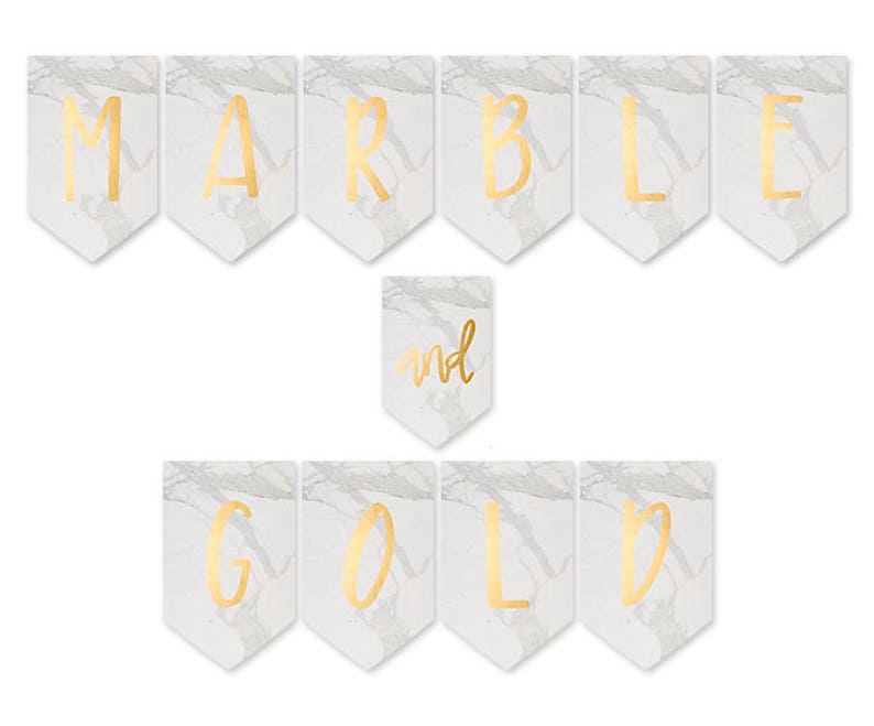INSTANT DOWNLOAD | Printable Luxury Marble Gold Banner Bunting Flags - Etsy