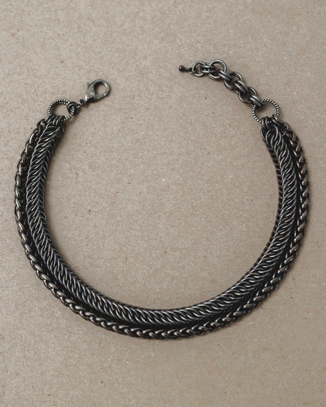 Handmade Gunmetal Colored Chainmail Dual Chain Necklace - Etsy