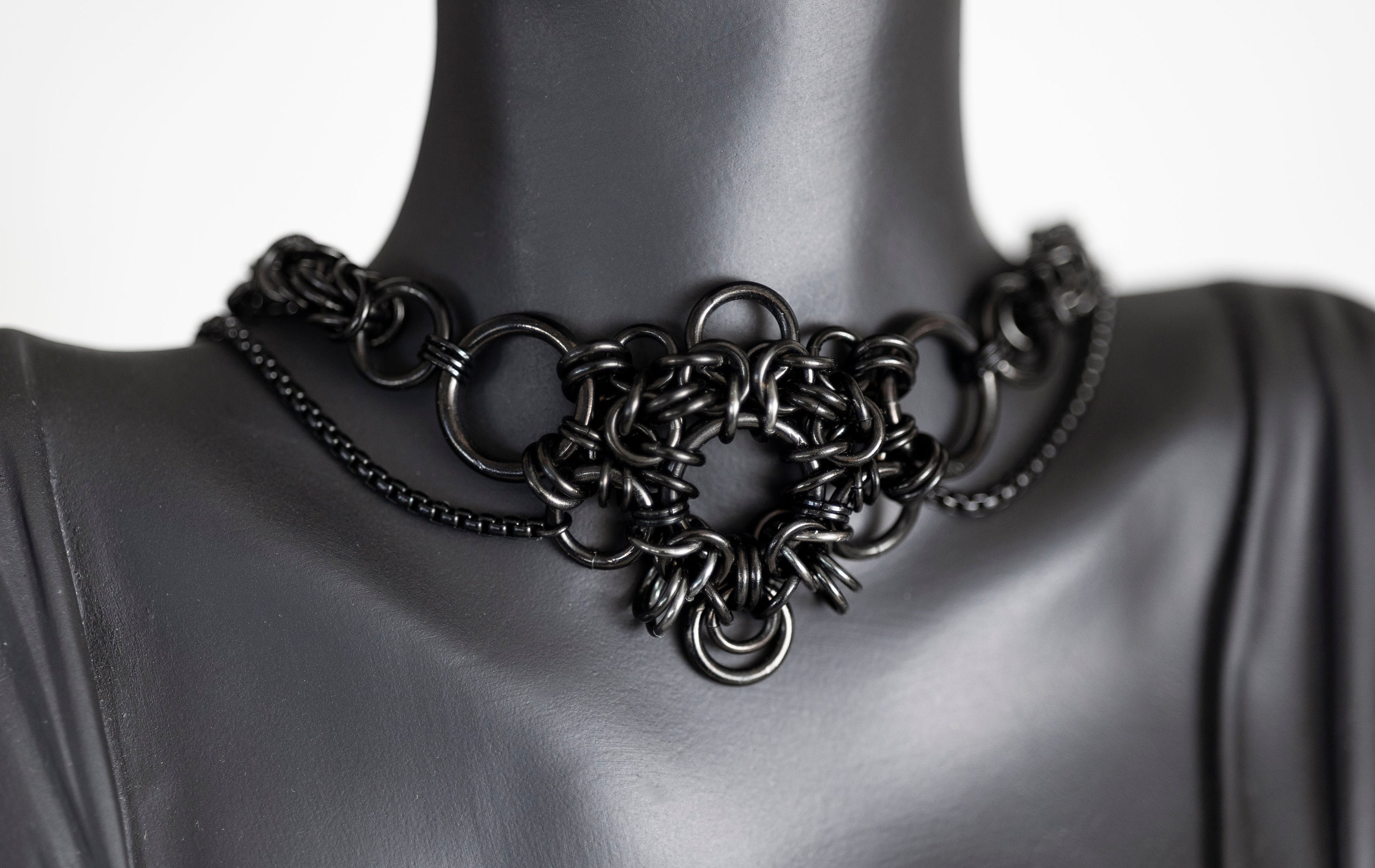 Black Gothic Chainmail Necklace - Unique Statement Piece - Etsy