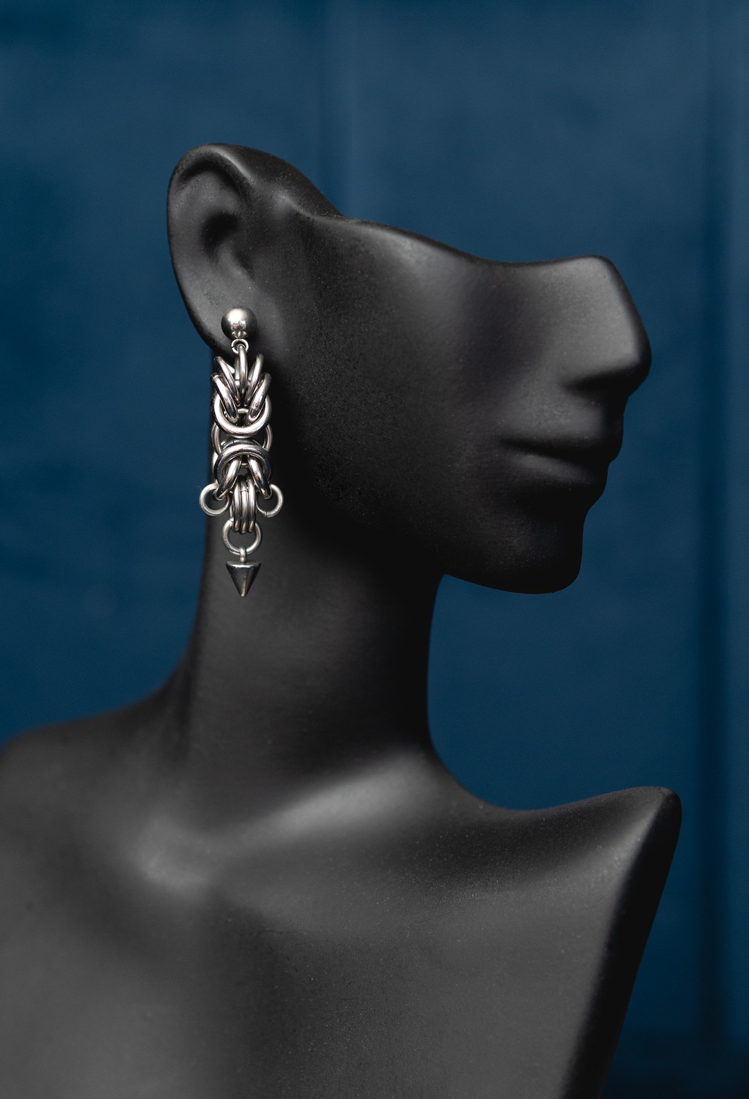 Chainmail Stainless Steel Dangle Stud Earrings, Unique Handmade Jewelry ...
