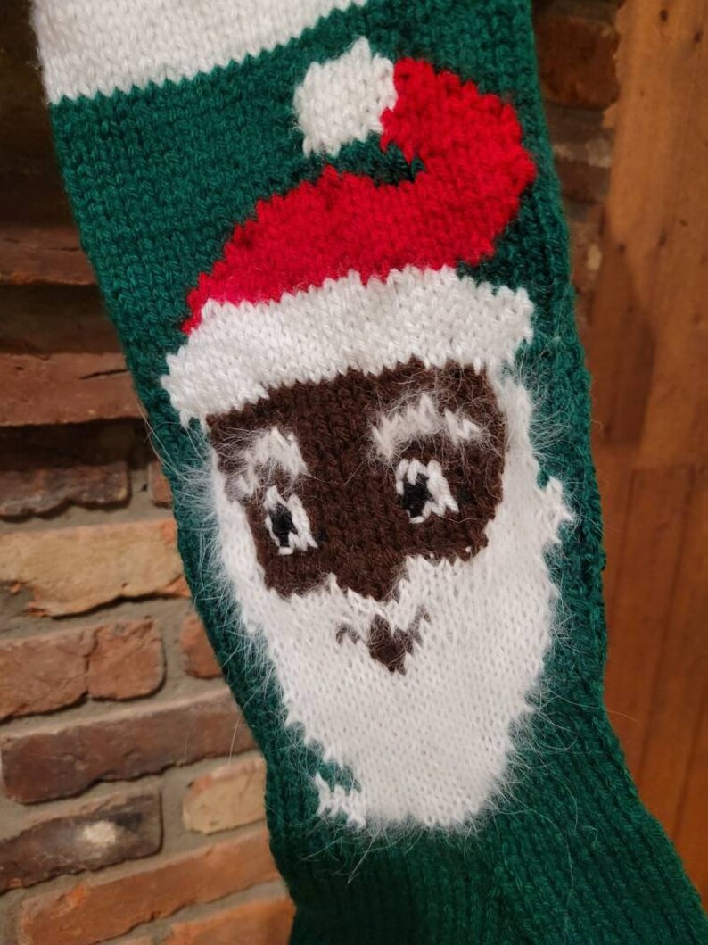 Personalized Hand-knit Black Santa Christmas Stocking With 100% Angora ...