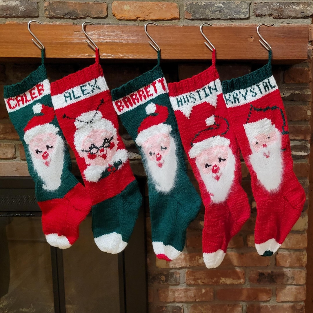 Personalized Hand-knit Santa Claus or Mrs. Claus Christmas Stocking ...
