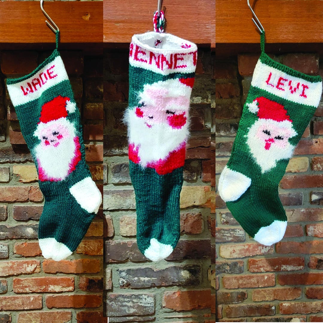 Personalized Hand-knit Santa Claus Christmas Stocking - 3 Styles - 100% ...