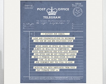 British Post Office Telegram Style Personalised Wedding | Etsy