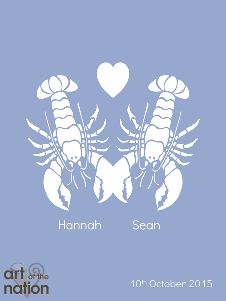 Personalised Lobster Lovers Typographic Print - Custom Made Artwork ...