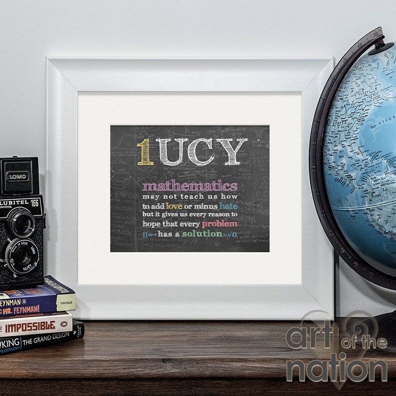 Personalised Math Chalkboard Typographic Print - Custom Made Artwork ...