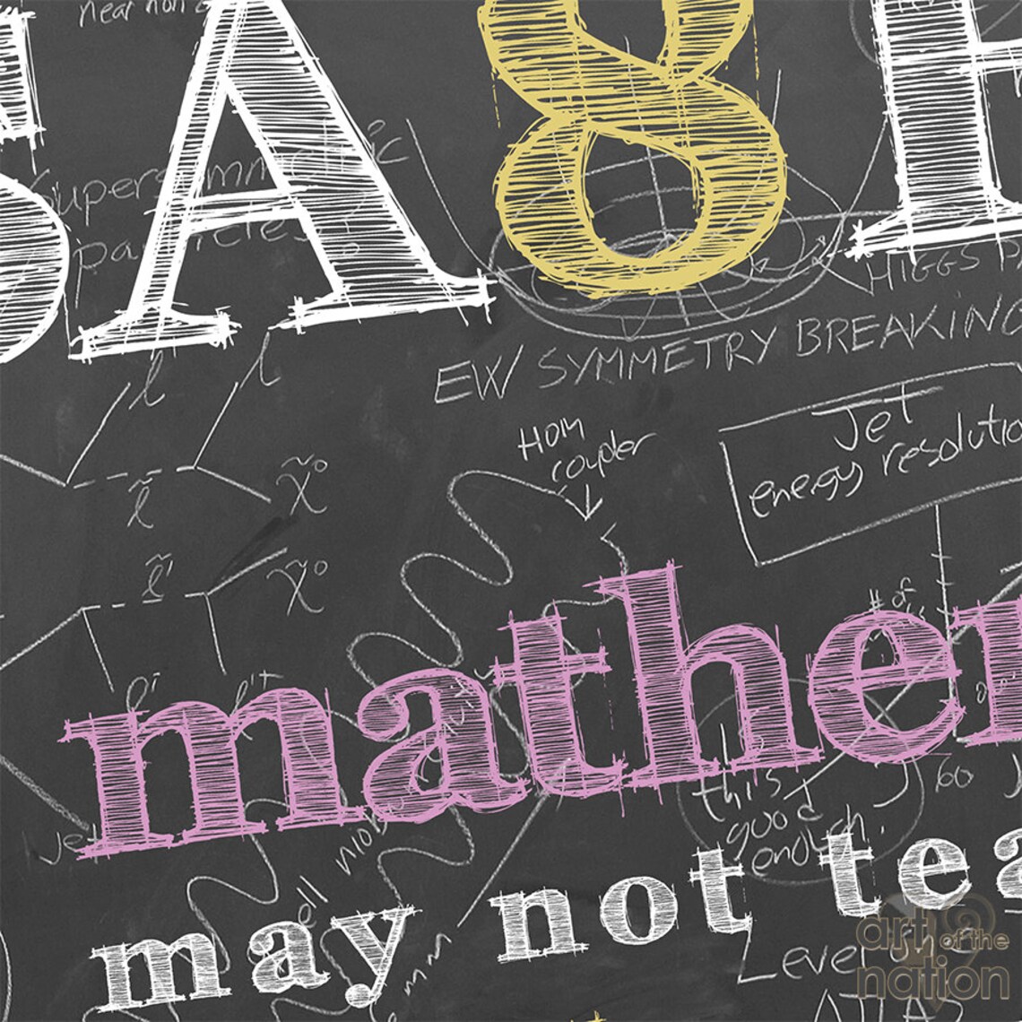 Personalised Math Chalkboard Typographic Print Custom Made Artwork ...