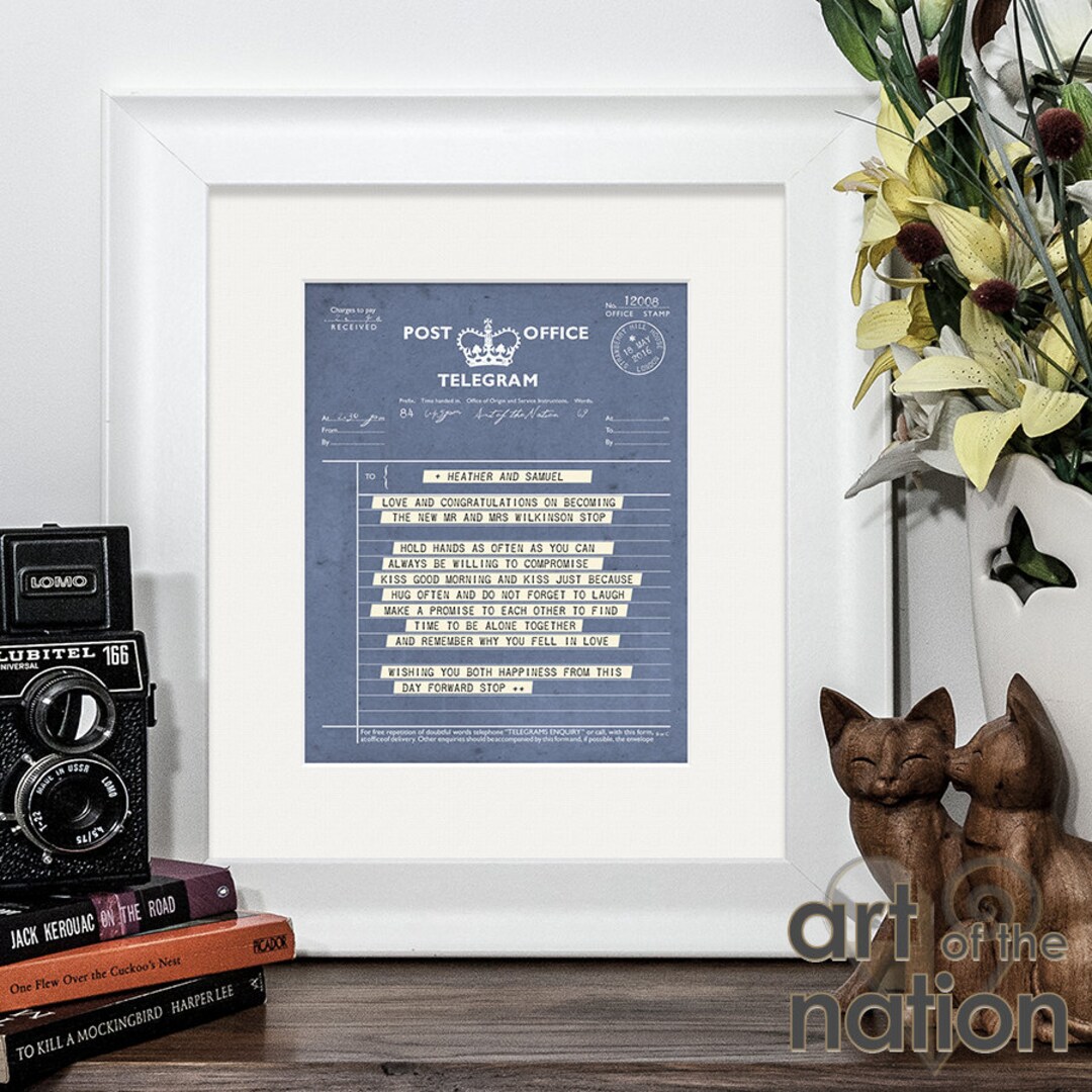 British Post Office Telegram Style Personalised Wedding Poster ...