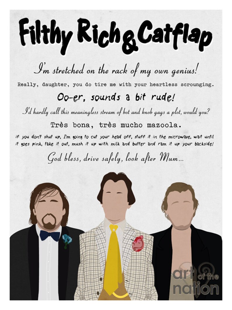 Filthy, Rich & Catflap Minimalist Poster for Cult Comedy TV Series ...