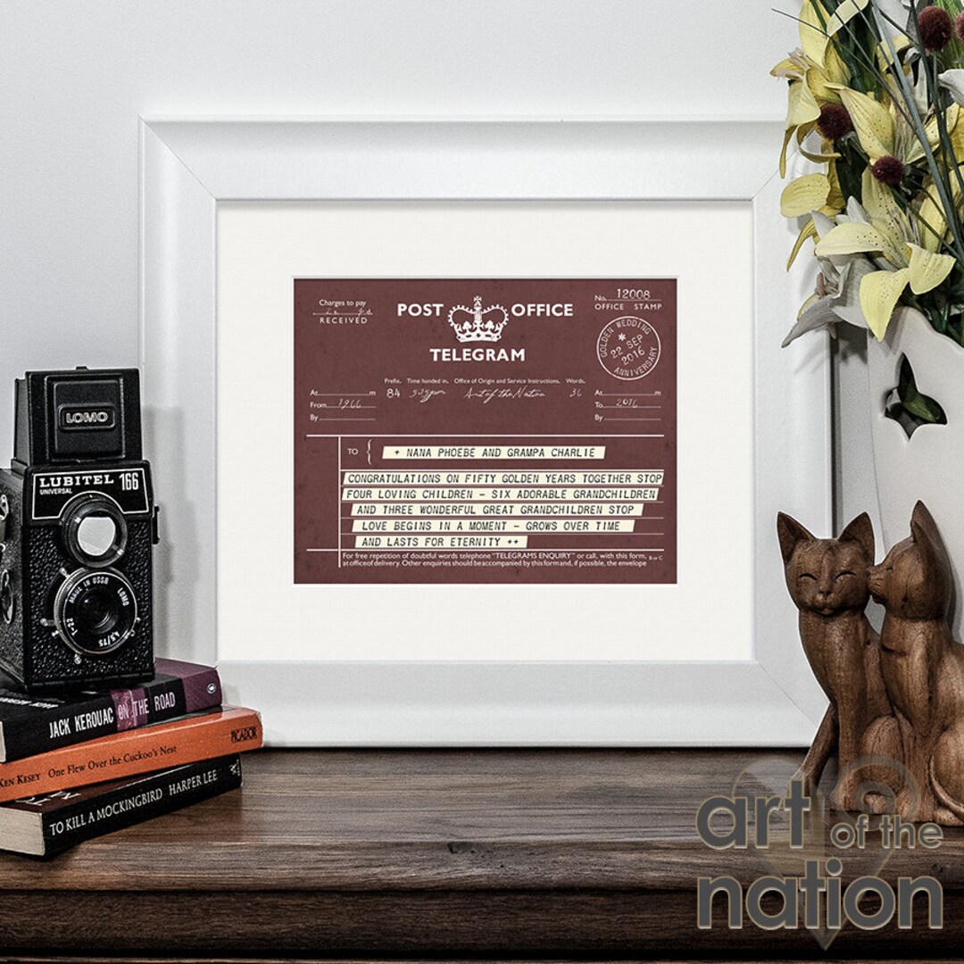 British Post Office Telegram Style Personalised Wedding Anniversary ...