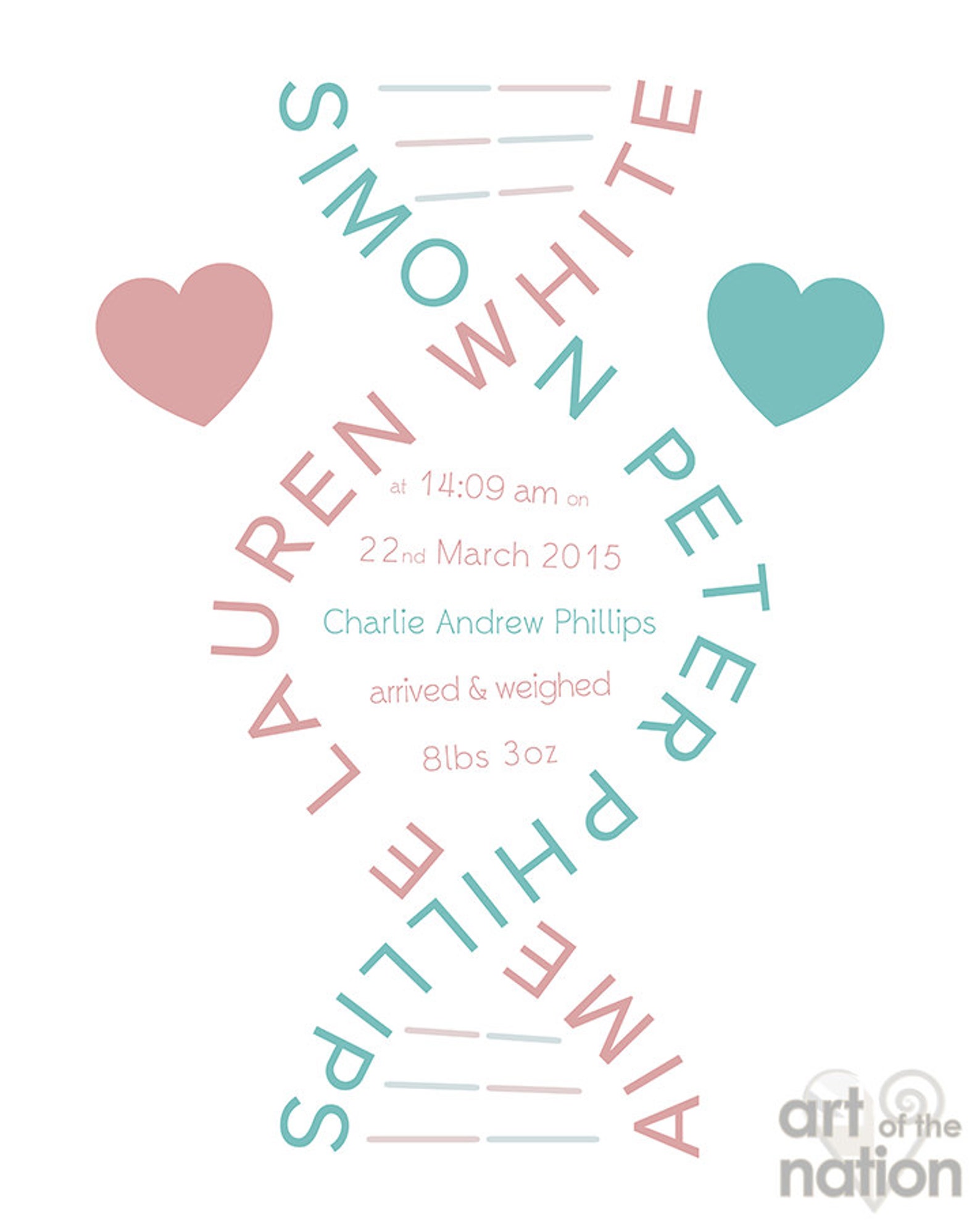 Personalised New Baby DNA Double Helix Typographic Print, Perfect as a ...