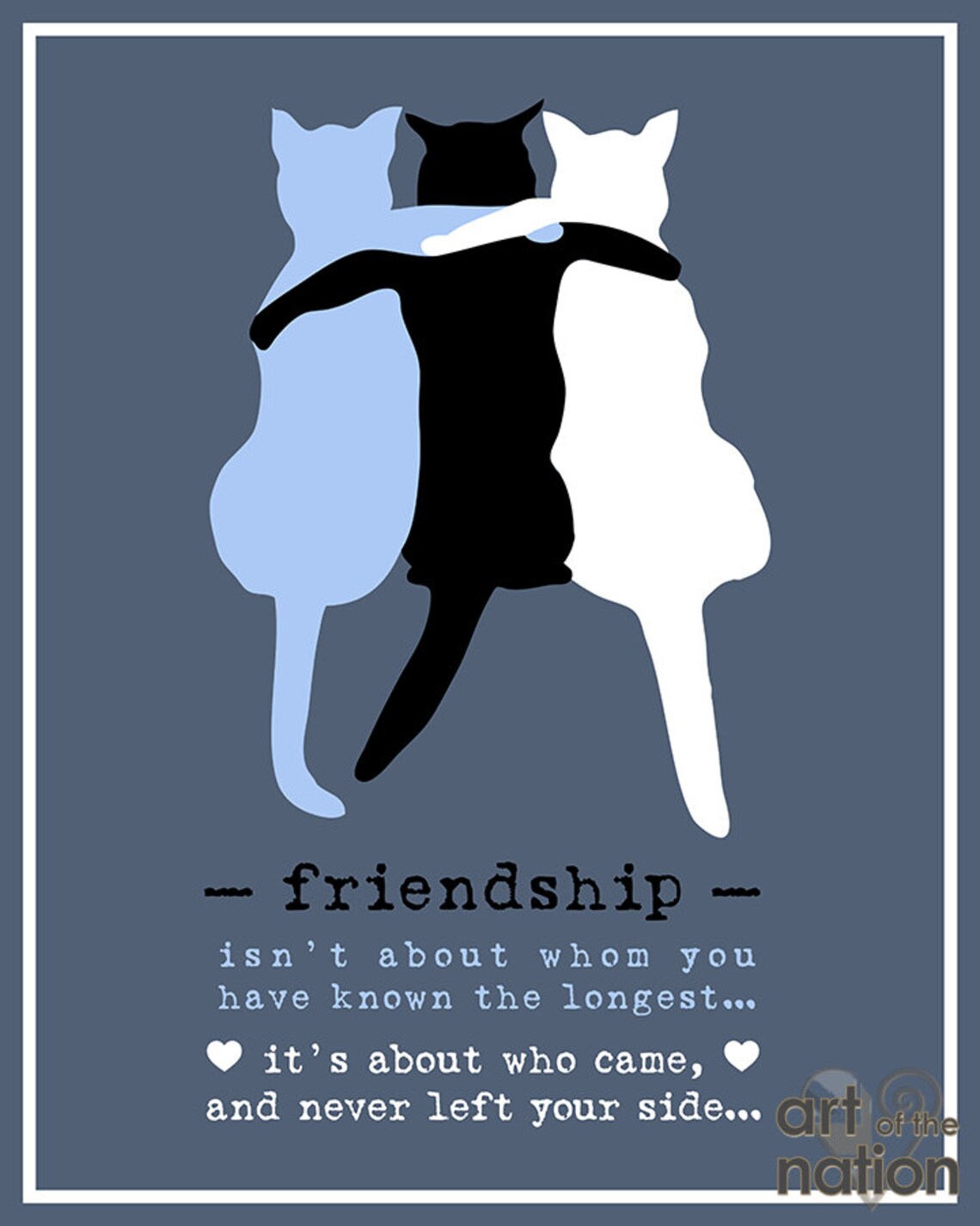 Three Cats Embracing Friendship Quote Digital Art Print, Perfect Gift ...