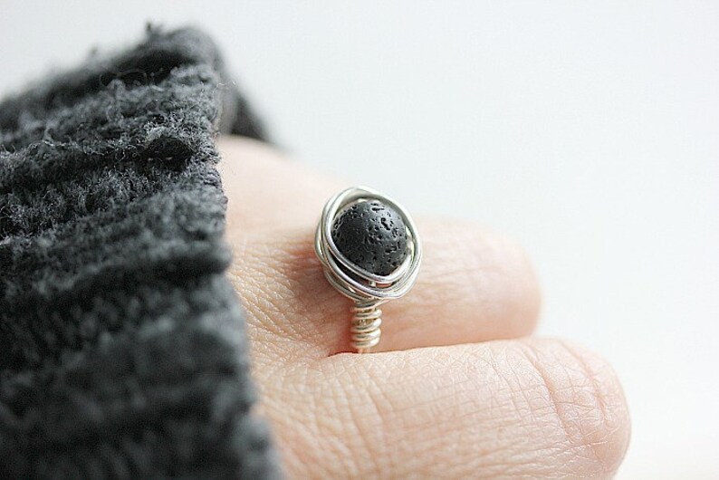 Lava Rock Aromatherapy Ring Lava Rock Bead Ring Lava Stone | Etsy