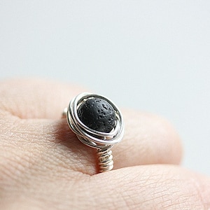 Lava Rock Aromatherapy Ring, Lava Rock Bead Ring, Lava Stone Ring, Wire ...