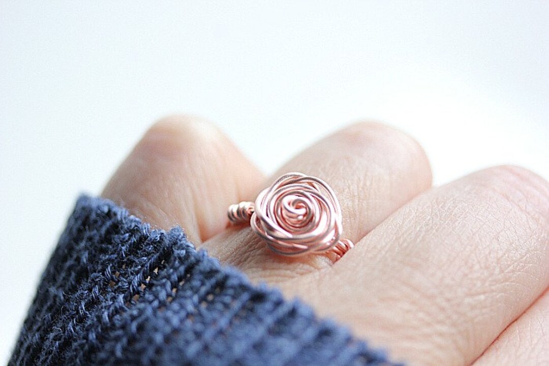 Rose Gold Rose Ring, Wire Rose Ring, Rose Jewelry, Flower Jewelry ...