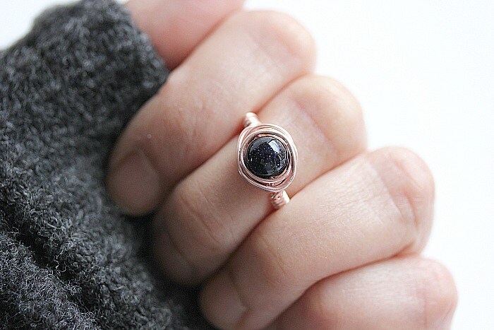 Blue Sandstone Ring Galaxy Rings Night Sky Ring Universe - Etsy