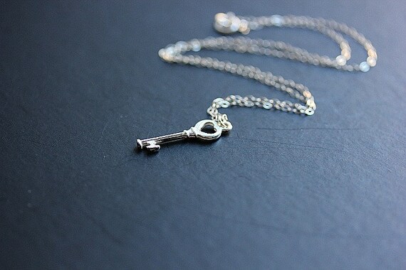 Sterling Silver Key Charm Necklace Key Pendant Key Jewelry Graduation Gift Key to My Heart Necklace Bridesmaid Gift Wedding Jewelry Etsy
