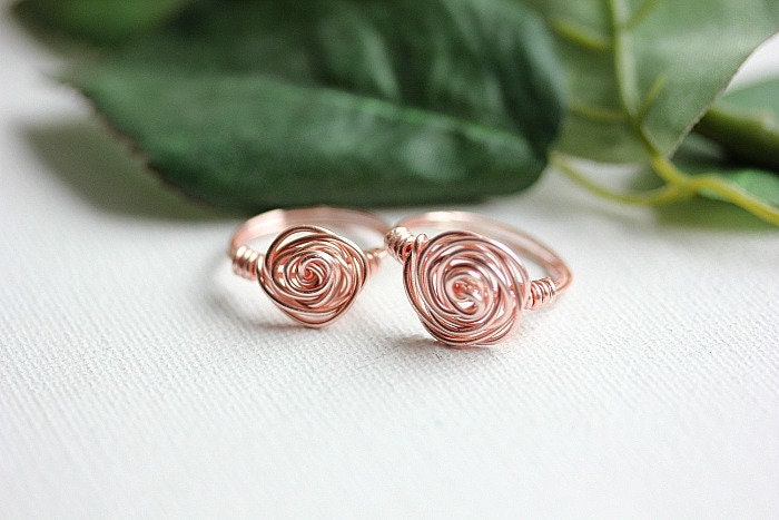 Rose Gold Rose Ring Wire Rose Ring Rose Jewelry Flower - Etsy