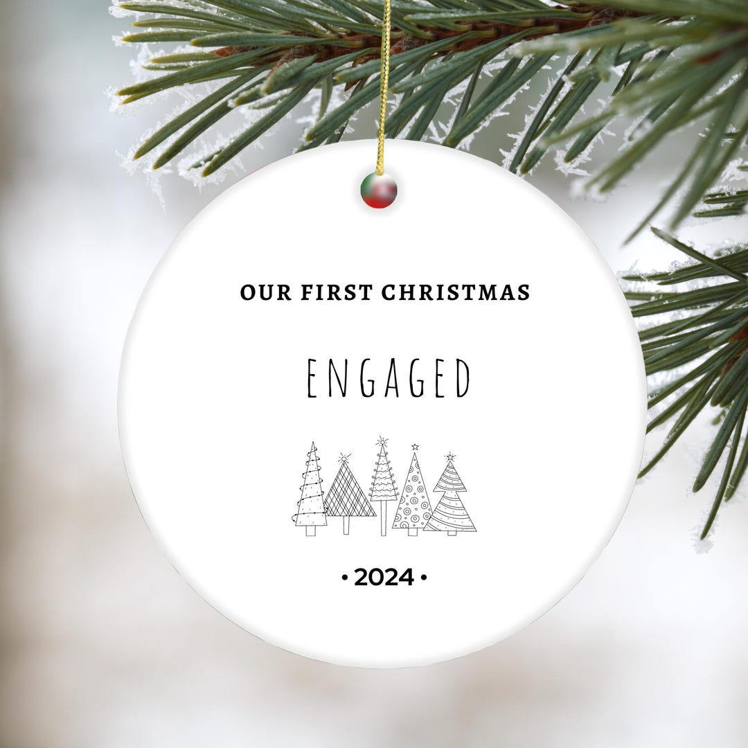 Our First Christmas Engaged Ornament, Custom Ceramic Ornament ...