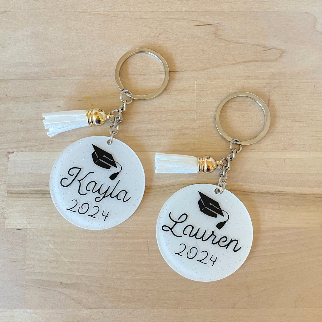 Personalized Graduation Keychain, Custom Acrylic Keychain With White ...