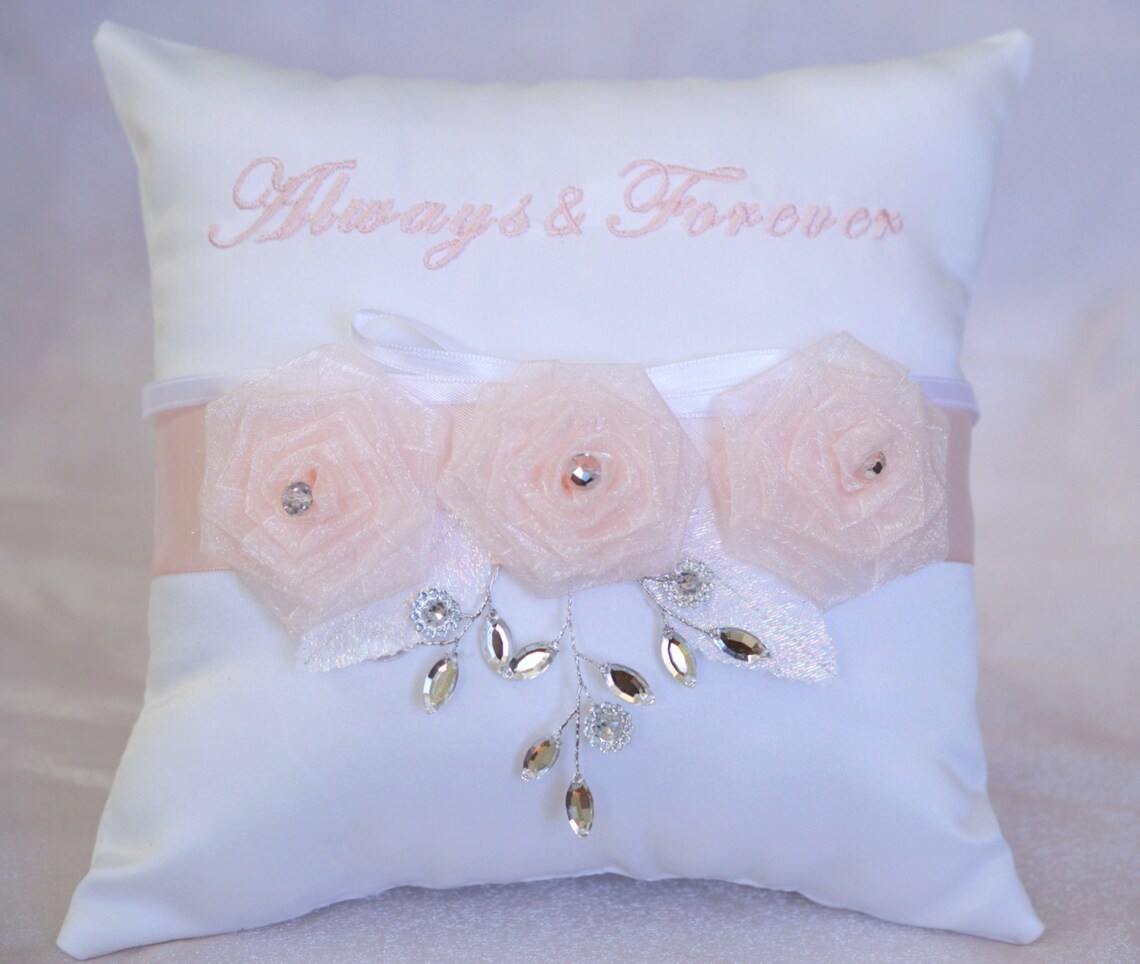 Blush Always & Forever Organza Roses Rhinestone White Satin - Etsy