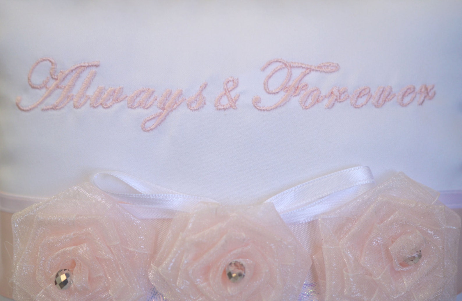 Blush Always & Forever Organza Roses Rhinestone White Satin - Etsy