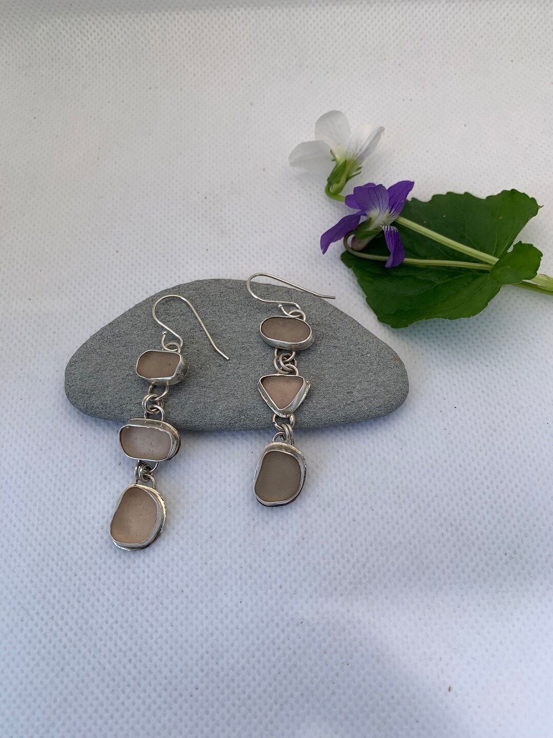 Genuine Pink Sea Glass Mismatch Earrings - Etsy