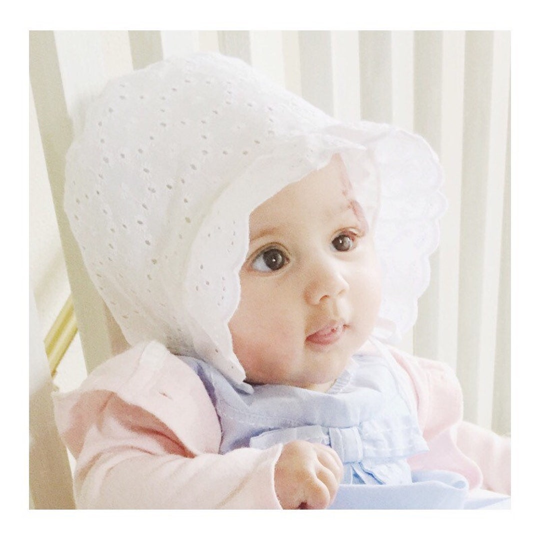 Baby Bonnet/baby Eyelet Bonnet/custom Baby Bonnet/baby Accessory/baby ...