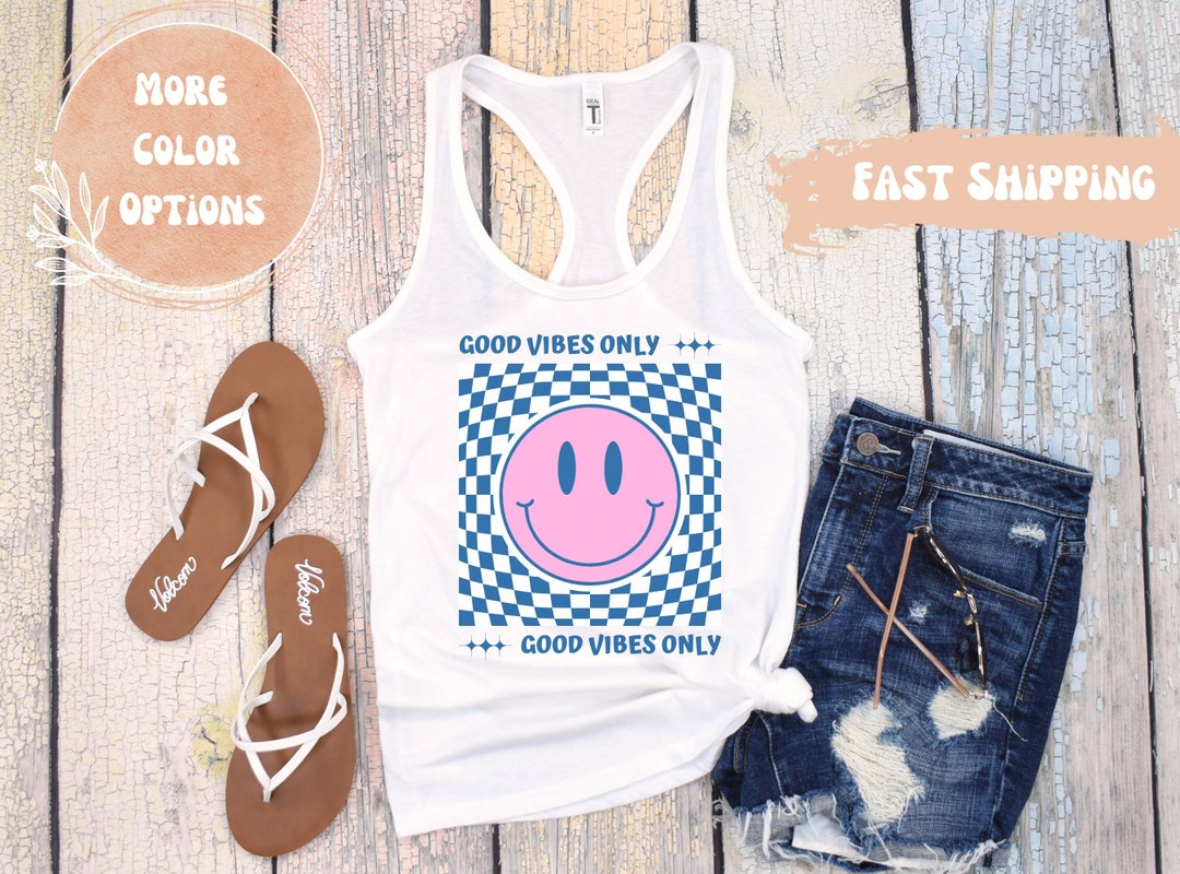 Groovy Shirt, Smiley Face Tank, Good Vibes Shirt, Trendy Teen Tanktop ...